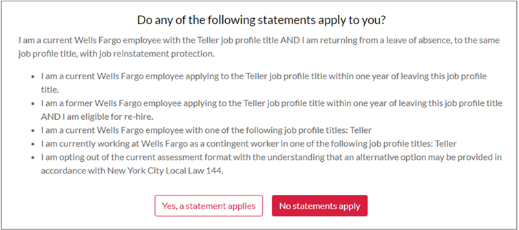 NYC Local Law 144 - Teller | Wells Fargo